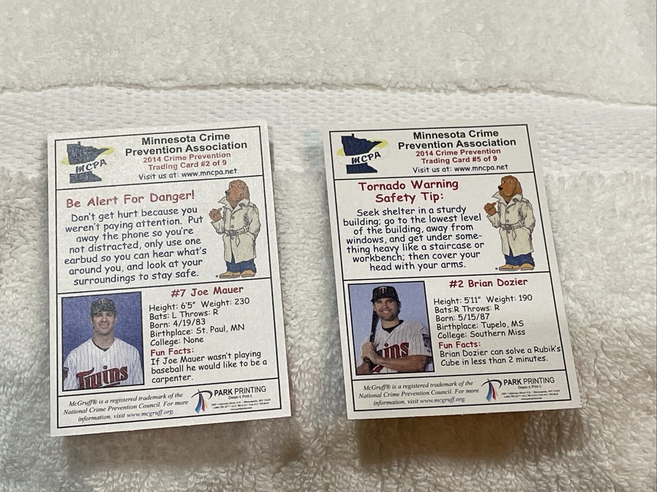 RARE Minnesota Twins 2014 Minnesota Crime Prevention 9-Card Set, Joe ...