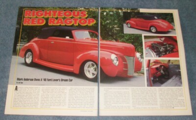 1940 Ford Deluxe Convertible Vintage Article "Righteous Red Ragtop" | eBay