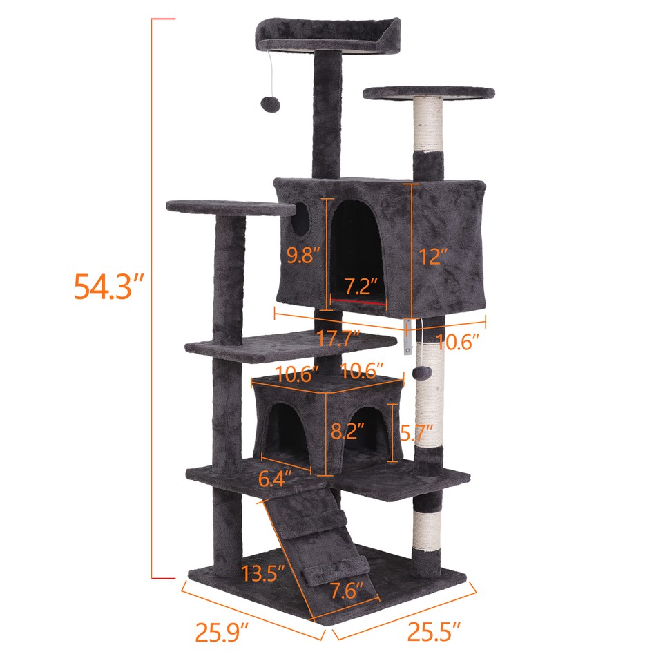 55" STURDY Cat Tree Tower Activity Center Large Playing House Condo For ...