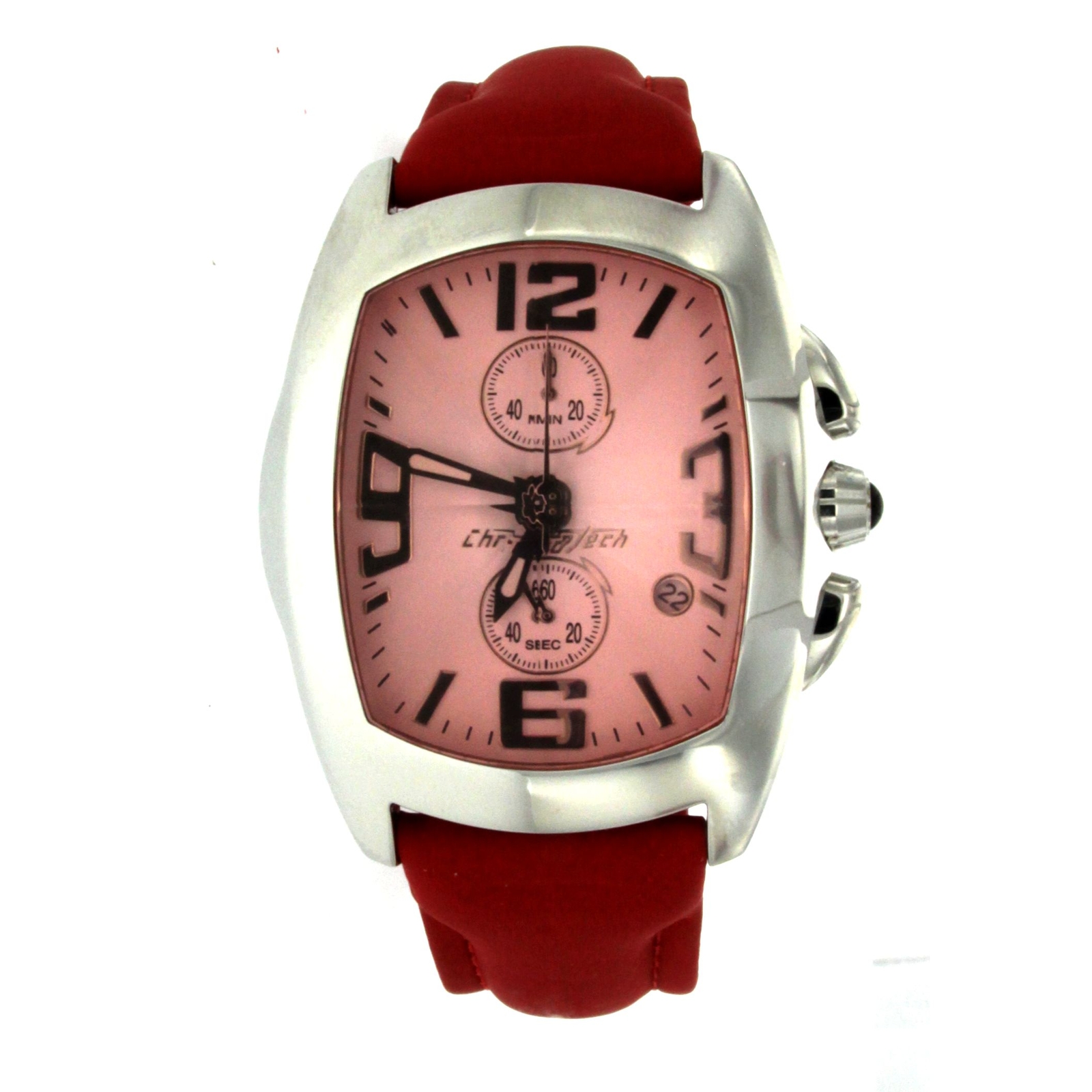 Watch CHRONOTECH Prisma REVOLUTION CT.7587M/04 Chrono Leather Red Pink ...