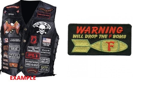 FUNNY BIKER PATCH F BOMB WARNING Motorcycle harley Vest Jacket USA MADE ...