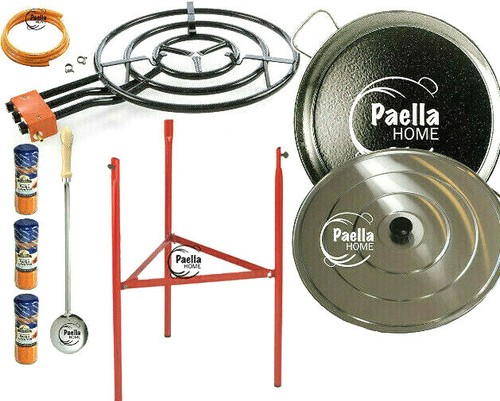 80cm Enamelled Paella Pan Set + 70cm Gas Burner + Lid + Spoon + GIFT ...