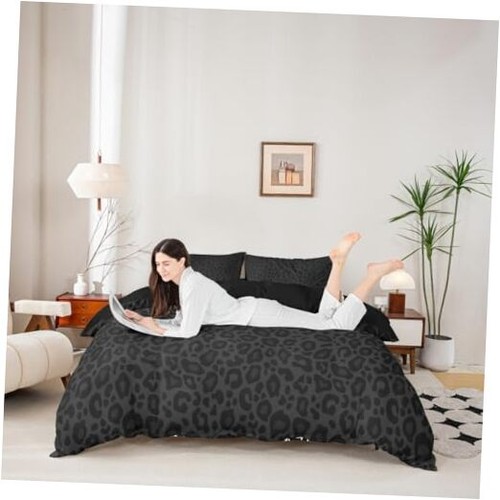 Gray Leopard Print Bedding Set African Cheetah Wildlife Comforter Full ...