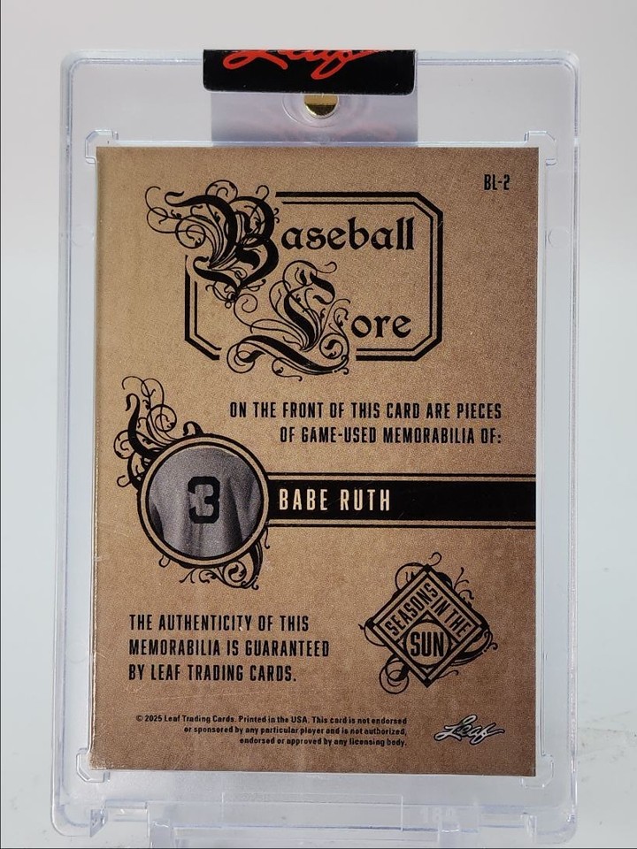 BABE RUTH 2025 LEAF SEASONS IN THE SUN SCORE PATCH RAINBOW /8 Q0027 | eBay