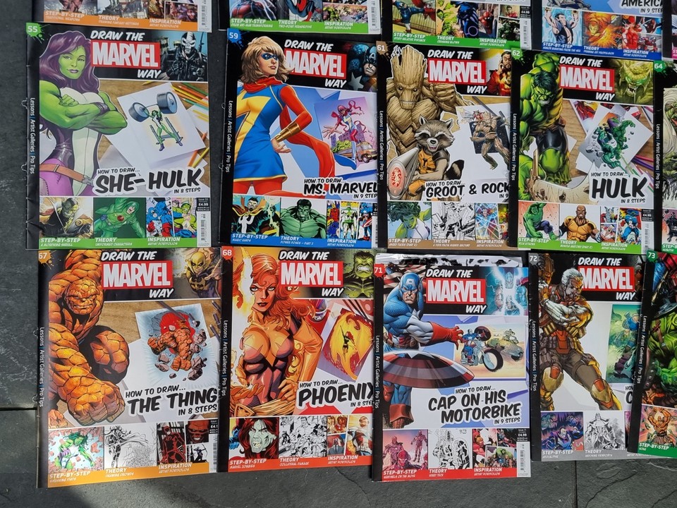 Draw The Marvel Way Bundle Binder and 24 different issues Hachette | eBay