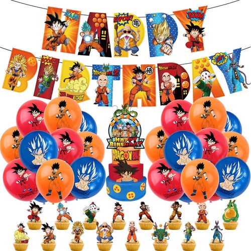 Dragon Ball Z Goku Birthday Party Supplies Balloon Banner Cake Toppers ...