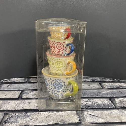 Pier 1 Imports Mug Shaped Measuring Cups Handpainted Mandala Medallion ...