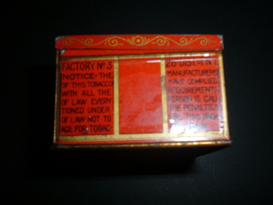 ANTIQUE NATIVE TIN MIXTURE LITHO SQUARE CORNER VIRGINIA TOBACCO CAN ...