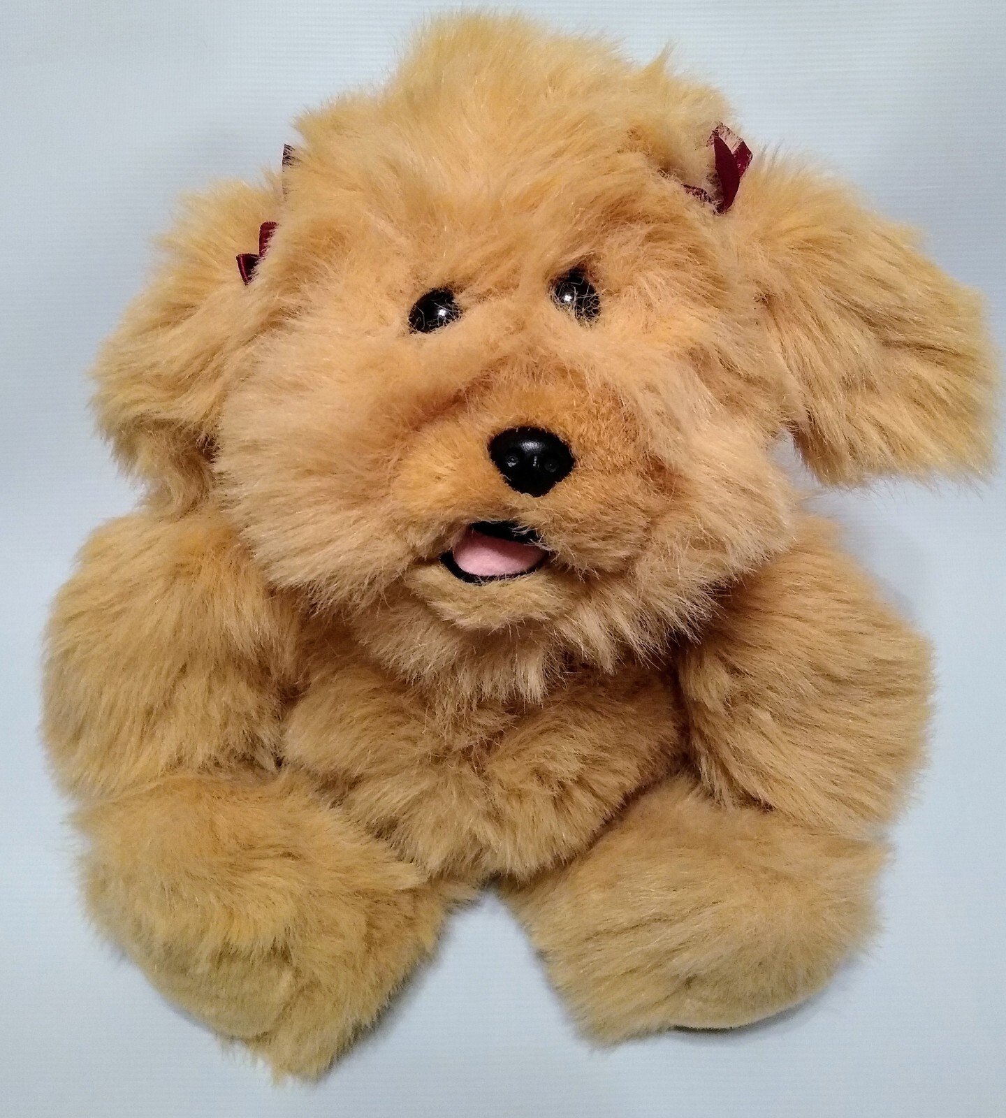 Vintage Jerry Pets Elsner Puppy Dog Tan Plush Stuffed Animal 14" Bows ...