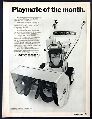1971 Jacobsen Sno-Blitz Snow Thrower photo Playmate of the Month promo ...