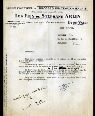 LYON-VAISE (69) USINE BROSSERIE / BROSSES "Les Fils de Stephane ARLIN ...