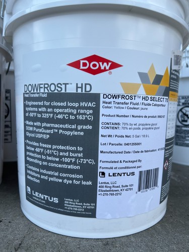 Dow DowFrost HD Select 70 Heat Transfer Fluid 5 Gallon 9992157 Yellow ...