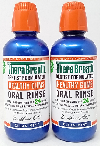 Lot of 2 - Thera Breath - Mouthwash Oral Rinse - Clean Mint - 16oz ...