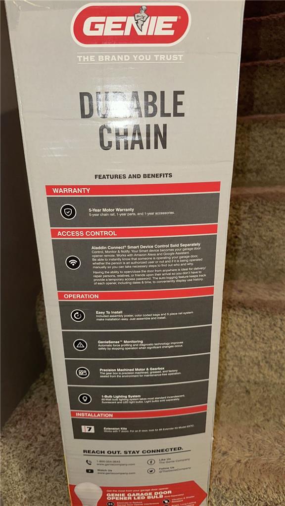 Genie 1/2HP 1035-V Chain Drive Garage Door Opener w/ Remote | eBay