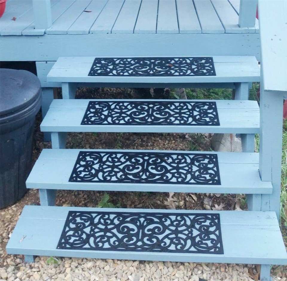 Rubber Stair Treads Non-Slip Stair Traction Tread Mats Outdoor Step Mat ...