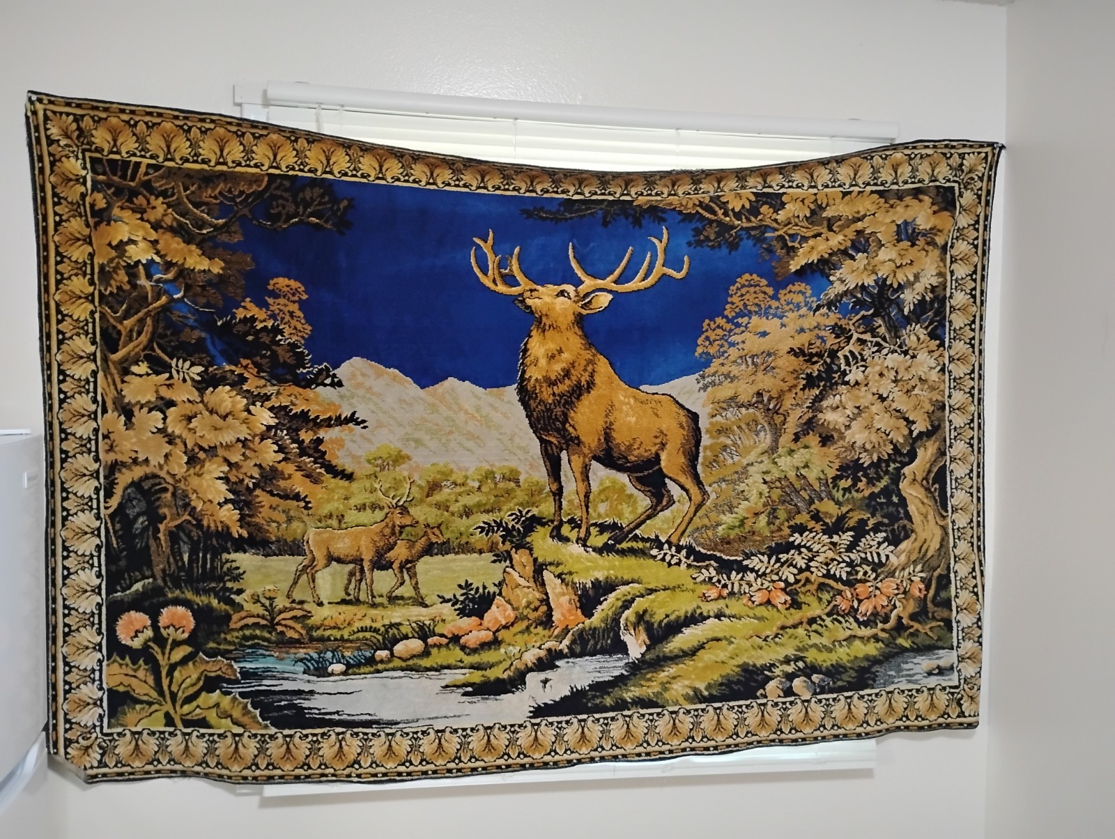 Vintage Elk Tapestry Wall Hanging Rug Velvet Decor 74" x 49" | eBay