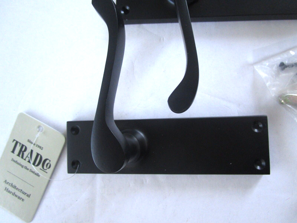 Tradco Matte Black Lever Latch Door Handles Backplates Set Retail 129. ...