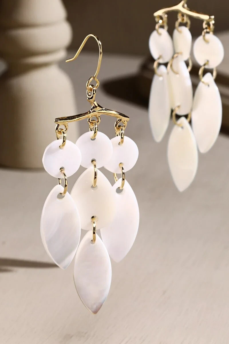 Gorgeous Layered Mother of Pearl Leaflet Dangle Pierced Earrings | eBay