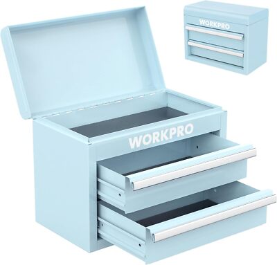 WORKPRO 2 Drawer Mini Tool Box, Metal Tool Storage Box for Daily Use ...