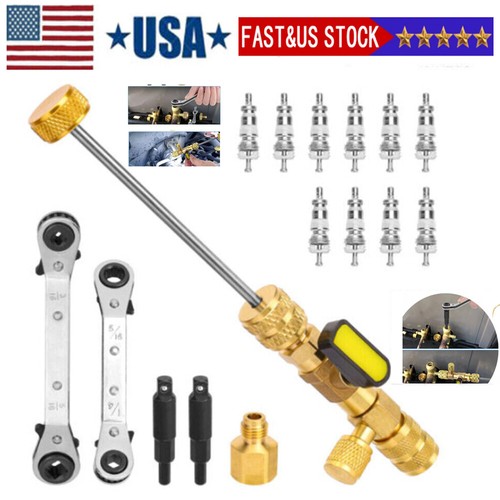 HVAC Wrench Tool AC Schrader Valve Core Remover Set 1/4 and 5/16 Port ...