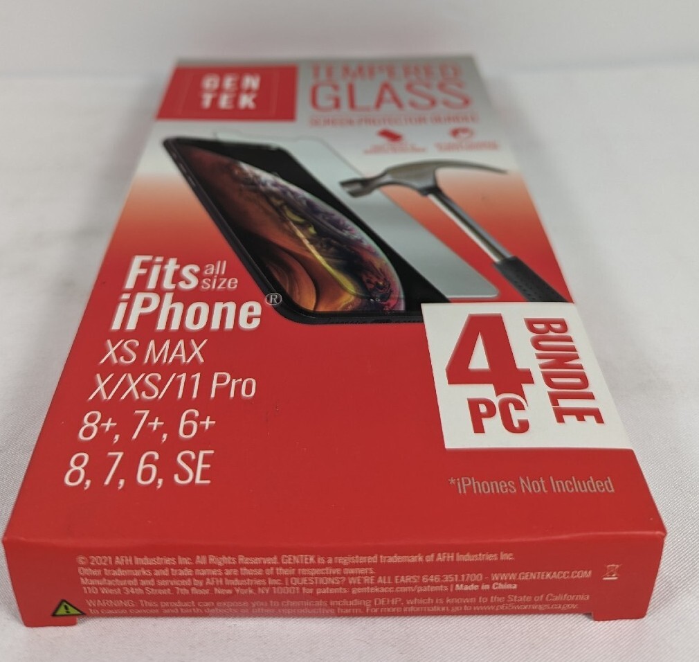 GenTek Tempered Glass Screen Protector 4Pk Fits iPhone XS Max X XS ...