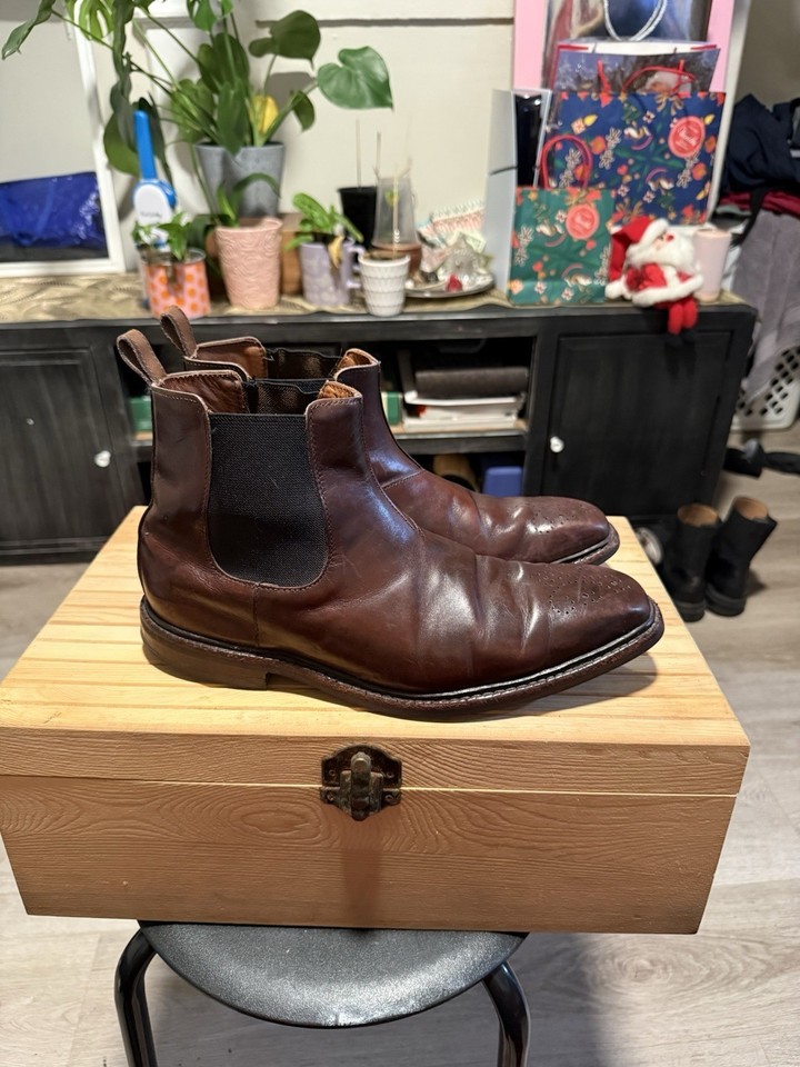 Allen Edmonds Haight Chelsea Brogues Boots 8.5 Brown Medallion Toe ...