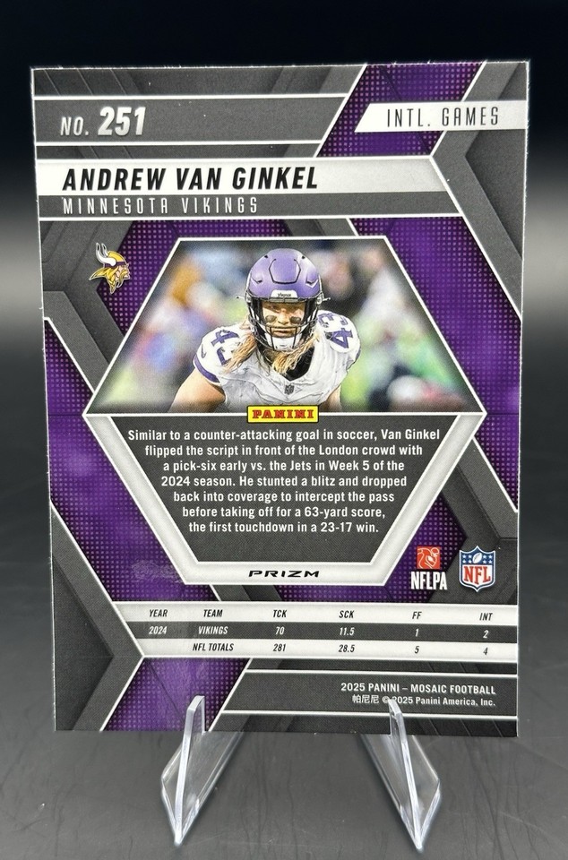 2025 Andrew Van Ginkel COLOR MATCH Panini Mosaic Reactive Purple Mosaic ...