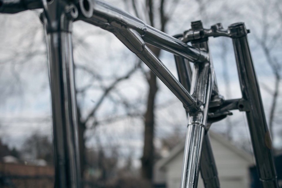 Triumph Pre Unit Rigid Chrome Frame Front End Old Show Bike MCM Chopper ...