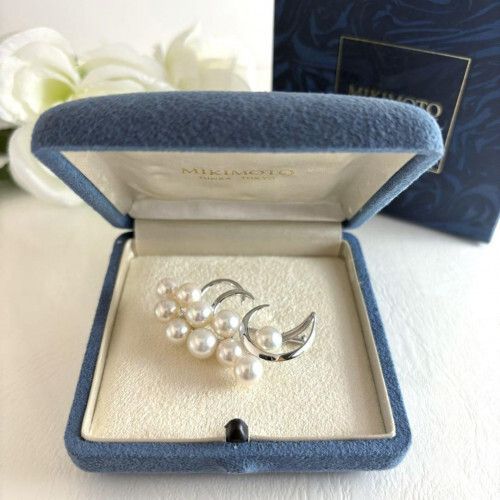 MIKIMOTO K18 Brooch, Pearl, 10 beads, Box included limited From JAPAN ...