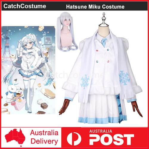 Vocaloid Hatsune Snow Miku Cosplay Costume Full Set Wig Halloween Party ...