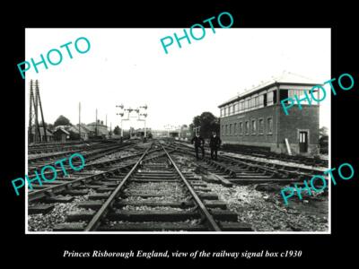 OLD LARGE HISTORIC PHOTO PRINCES RISBOROUGH ENGLAND RAILWAY SIGNAL BOX ...