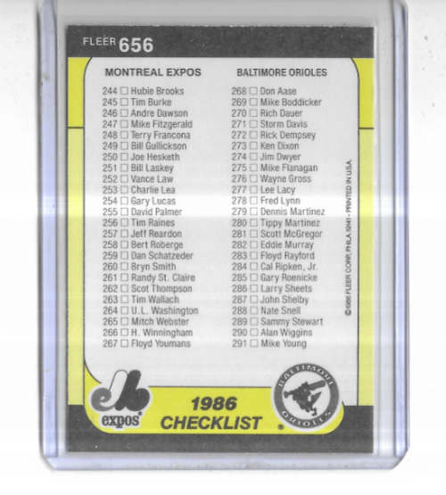 1986 Fleer #656 Checklist | eBay