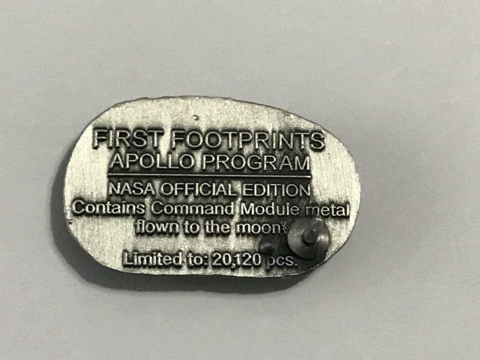 Nasa Apollo 11 Footprint Lapel Pin Contains Flown Command Module Metal ...
