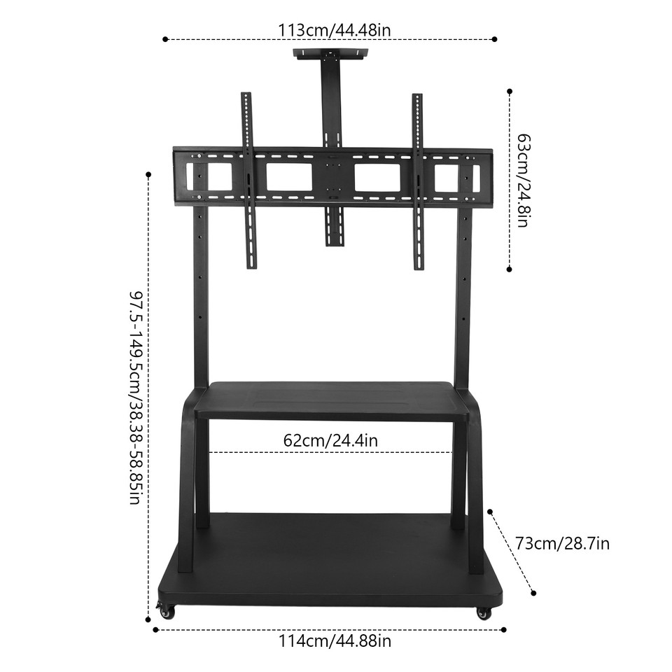 Floor Wheeled Stand with Wheels & Shelf Portable TV Stand for 50-120 ...