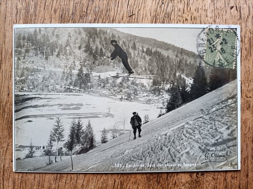 (sport d'hiver, ski) Tirage argentique de Gustave ODDOUX. Saut au ...