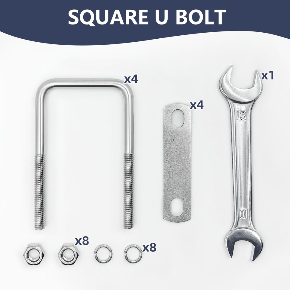 4 Sets M8 Square U-Bolts,u-Bolts 2 inch Wide,304 Stainless Steel Square ...