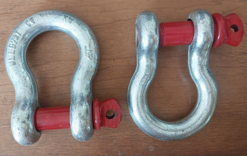 NEW Pair 1-1/8" Bow Shackles With Screw Clevis Pin Rigging Towing 9 ...