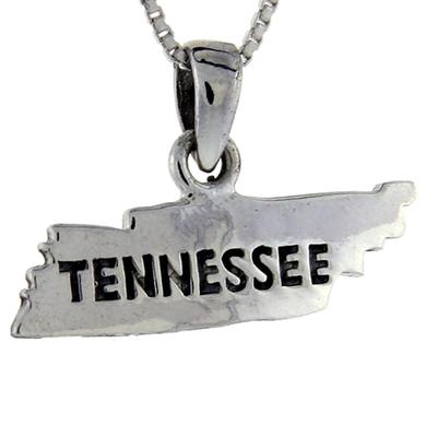 Sterling Silver Tennessee State Map Pendant / Charm, Italian Box Chain ...