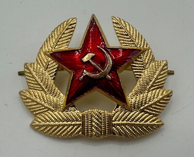 Vintage Soviet Red Army Visor Cap Hat Insignia Pin Badge Communist Red ...