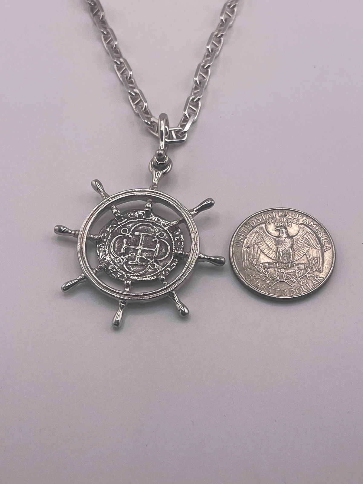 ATOCHA SOLID SILVER SHIPS-WHEEL COIN PENDANT | eBay