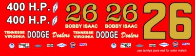 #26 Bobby Isaac 1964 Dodge 1/24th - 1/25th Scale Decals | eBay
