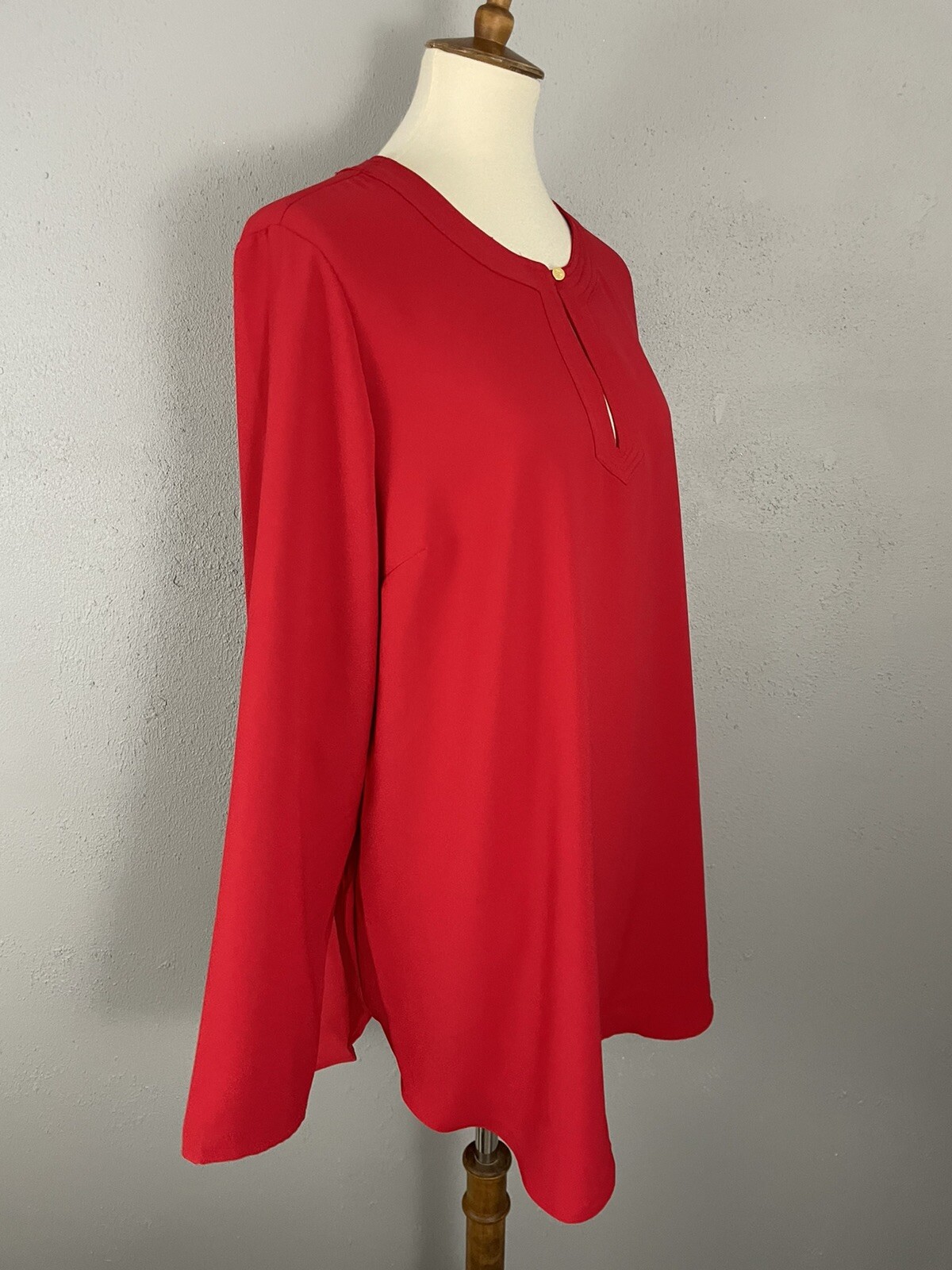 Lauren Ralph Lauren Red Tunic Blouse Size XL Long Sle… - Gem