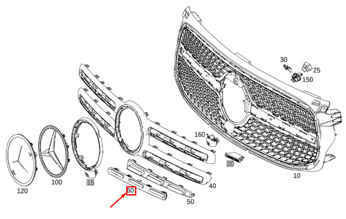 NEW MB GLB X247 RADIATOR GRILLE BOTTOM LEFT TRIM BAR A2478880701 ...