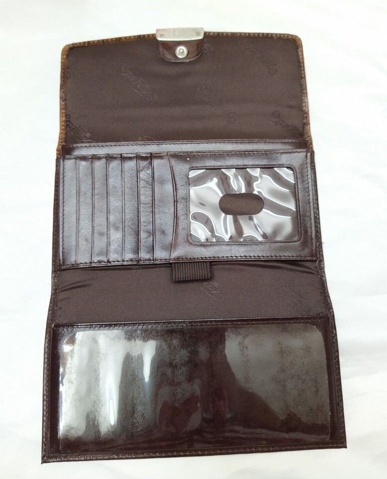 Fossil Brown Leather Credit Card Checkbook Trifold Long Wallet | eBay