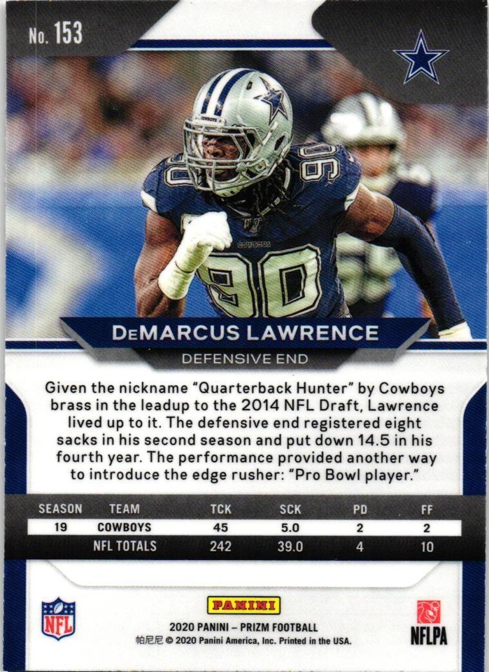 2020 Panini Prizm 153 DeMarcus Lawrence Dallas Cowboys Football Card | eBay