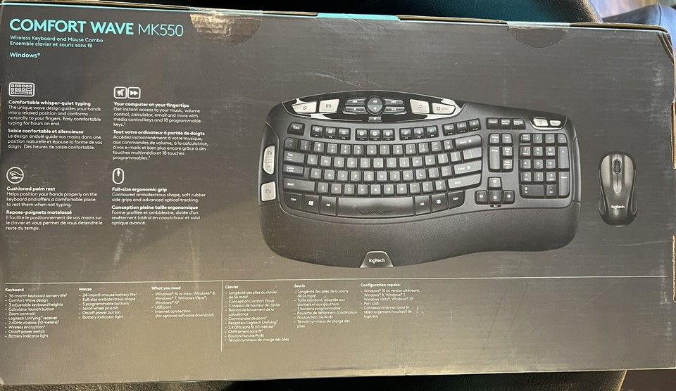 Logitech MK550 Wireless Desktop Wave Keyboard and Mouse Combo Black ...