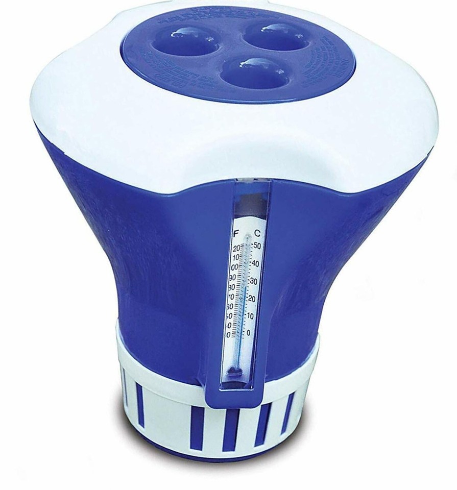 Pool Spa Floating Tablet Dispenser Floater w/Thermometer for 1" or 3 ...