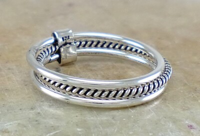 EXOTIC 925 STERLING SILVER 3 BAND STACKED RING size 6 style# r2707 | eBay