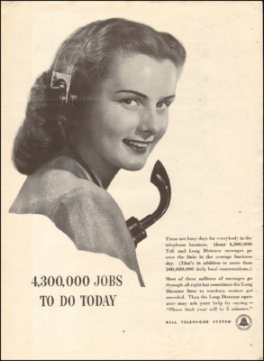 1940's Vintage ad for Bell Telephone System photo operator (122017) | eBay