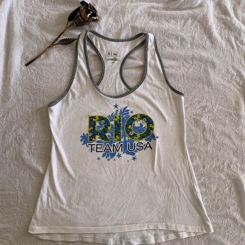 USA Olympic Team Apparel Rio Racerback White Gray Tank Top Size Large L ...